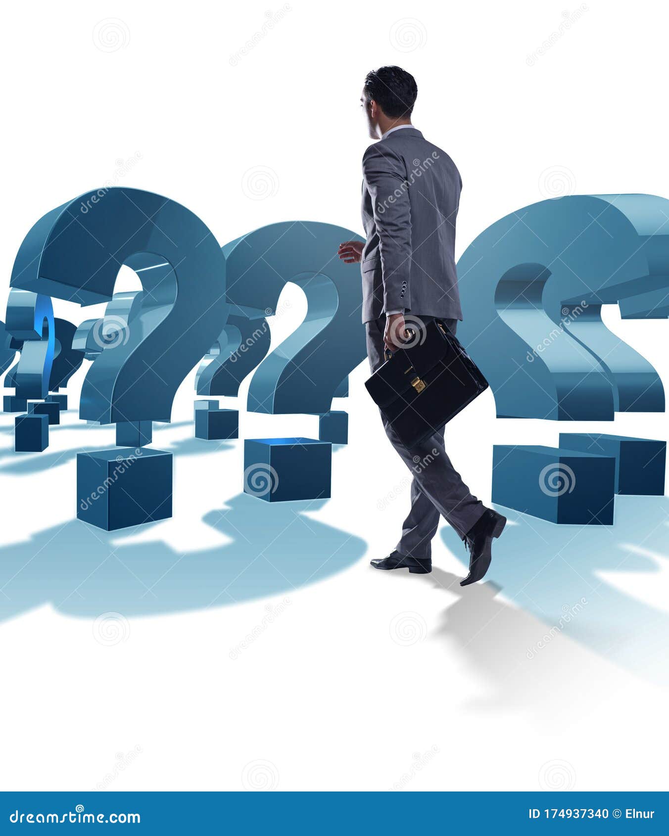 Businessman with Question Marks Isolated on White Stock Photo - Image ...