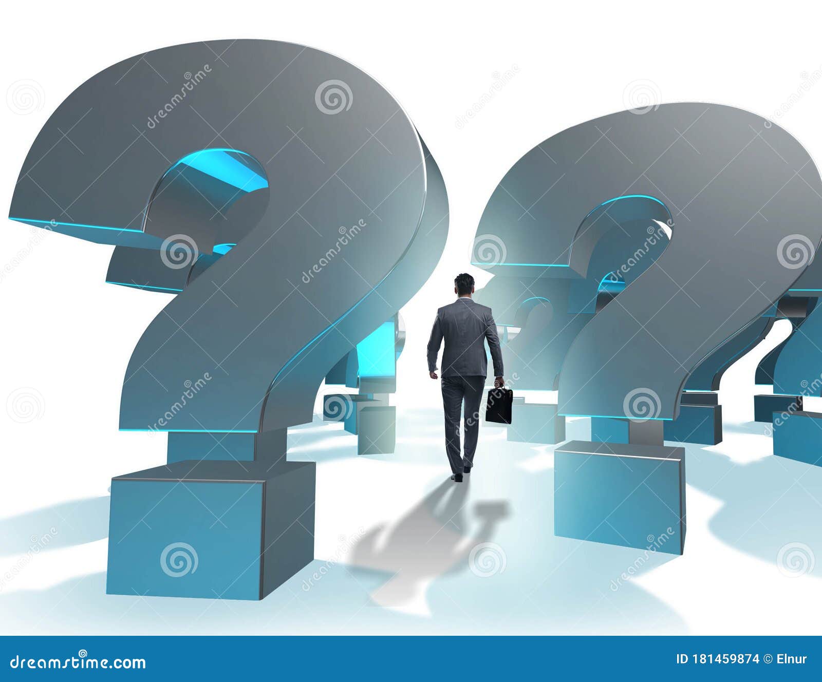 Businessman with Question Marks Isolated on White Stock Photo - Image ...