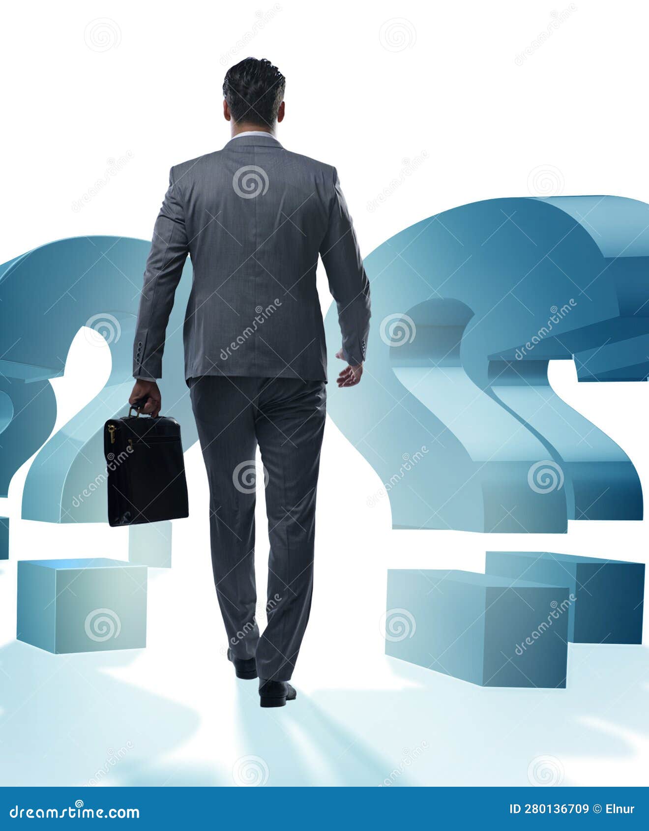 Businessman with Question Marks Isolated on White Stock Illustration ...