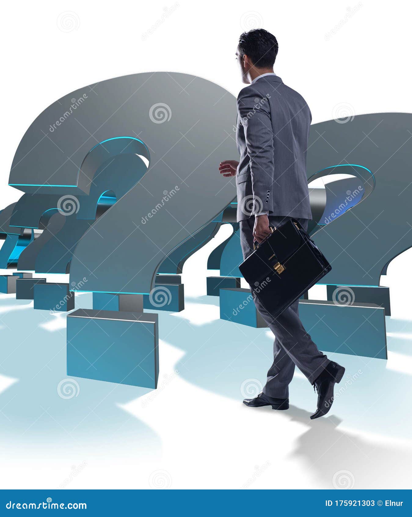 Businessman with Question Marks Isolated on White Stock Image - Image ...