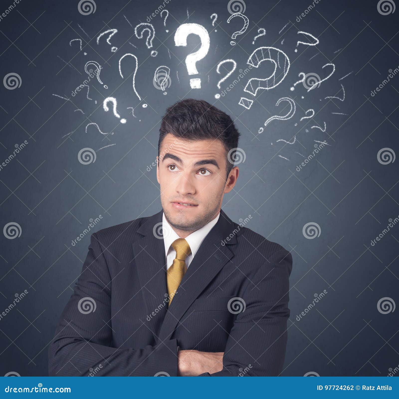 Businessman with Question Marks Stock Photo - Image of choose ...