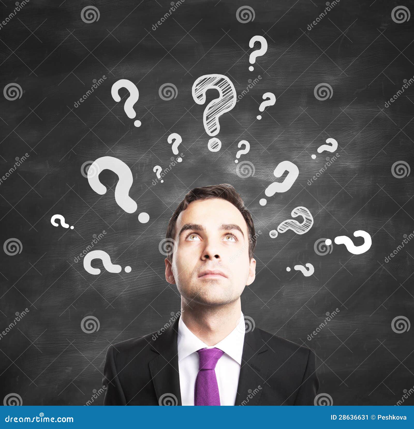 Businessman with questions stock image. Image of innovation - 28636631