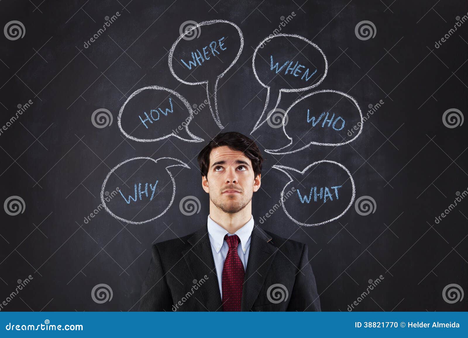 Businessman questions stock photo. Image of confuse, blackboard - 38821770