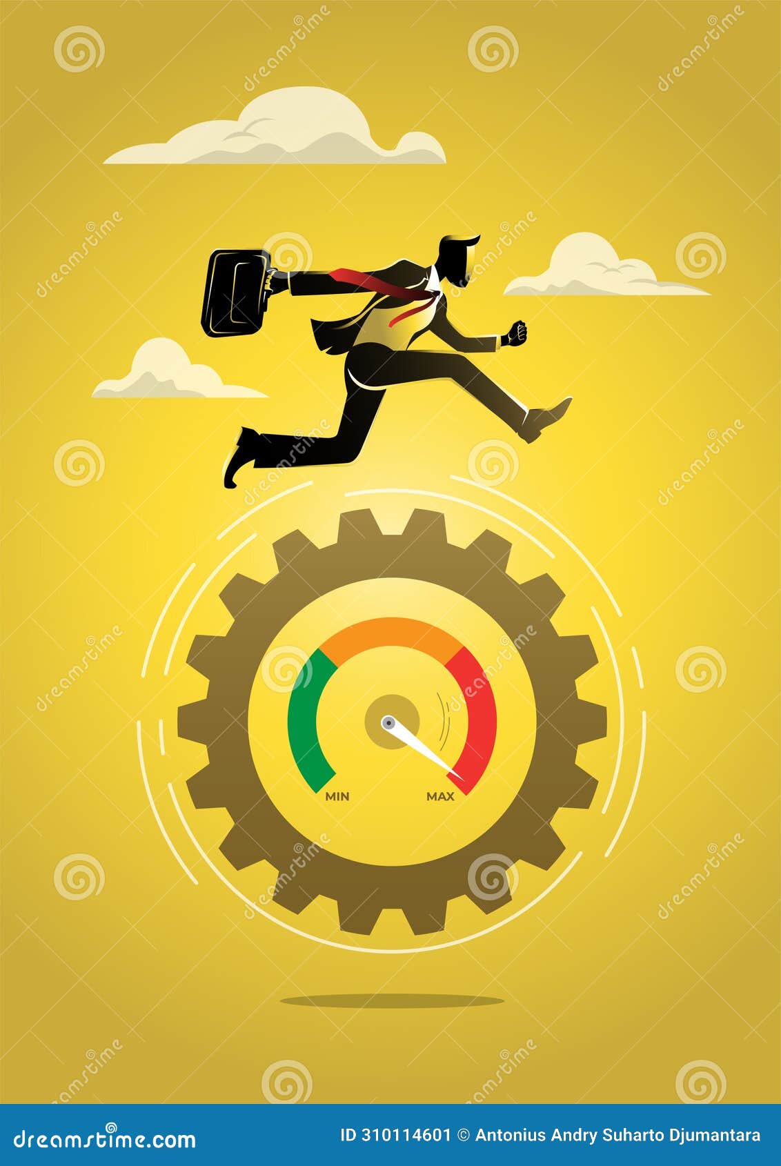 A Businessman Racing with the Clock As an Economic Sprint Stock Vector ...