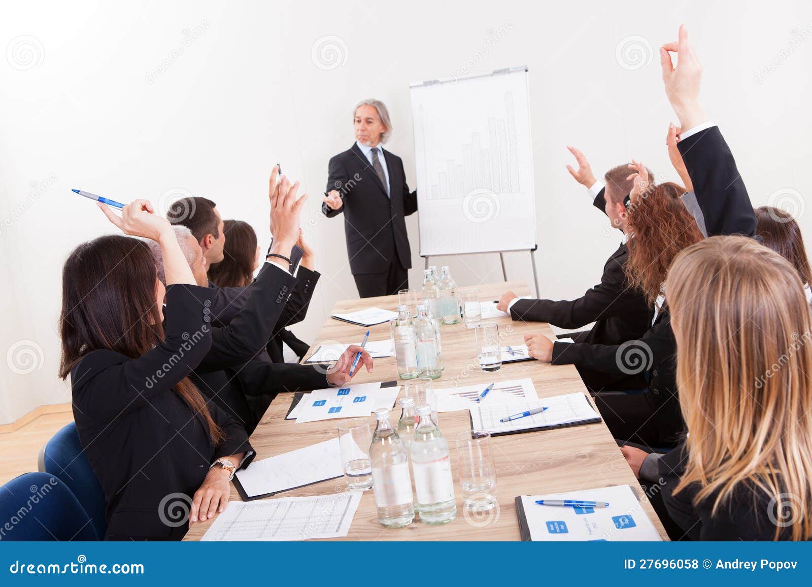Businessman Raising His Hand Stock Photo - Image of asking, business ...