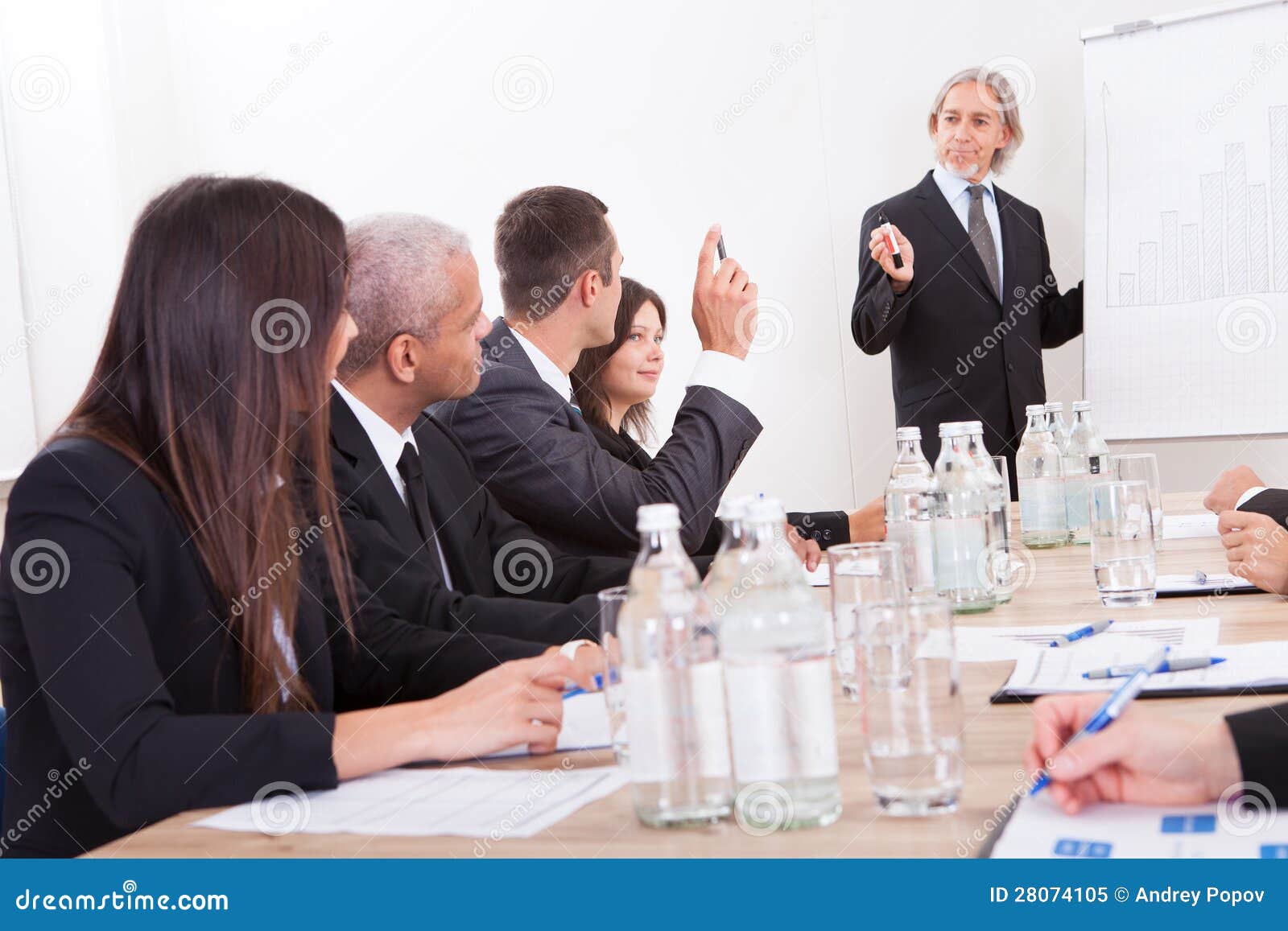 Businessman Raising His Hand Stock Image - Image of partnership, male ...