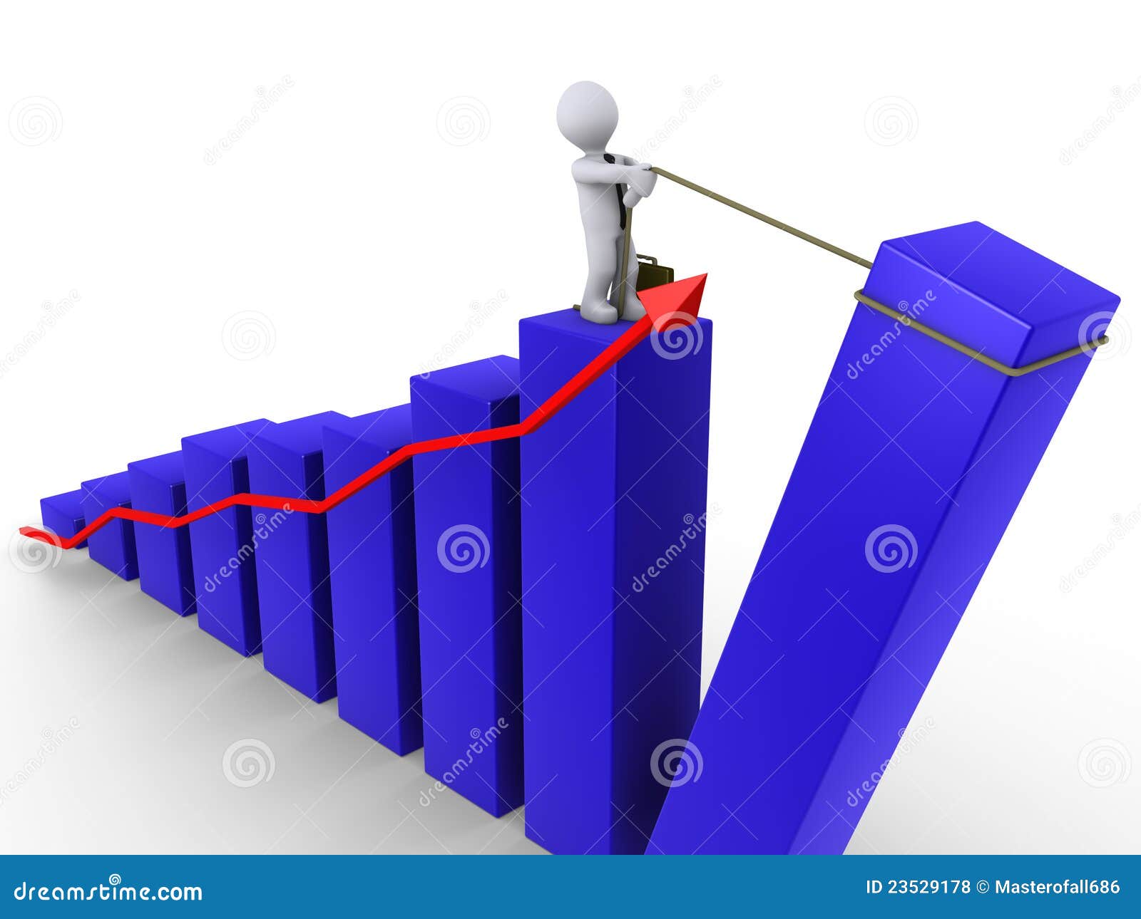 Businessman Raising Last Bar of Chart Stock Illustration - Illustration ...