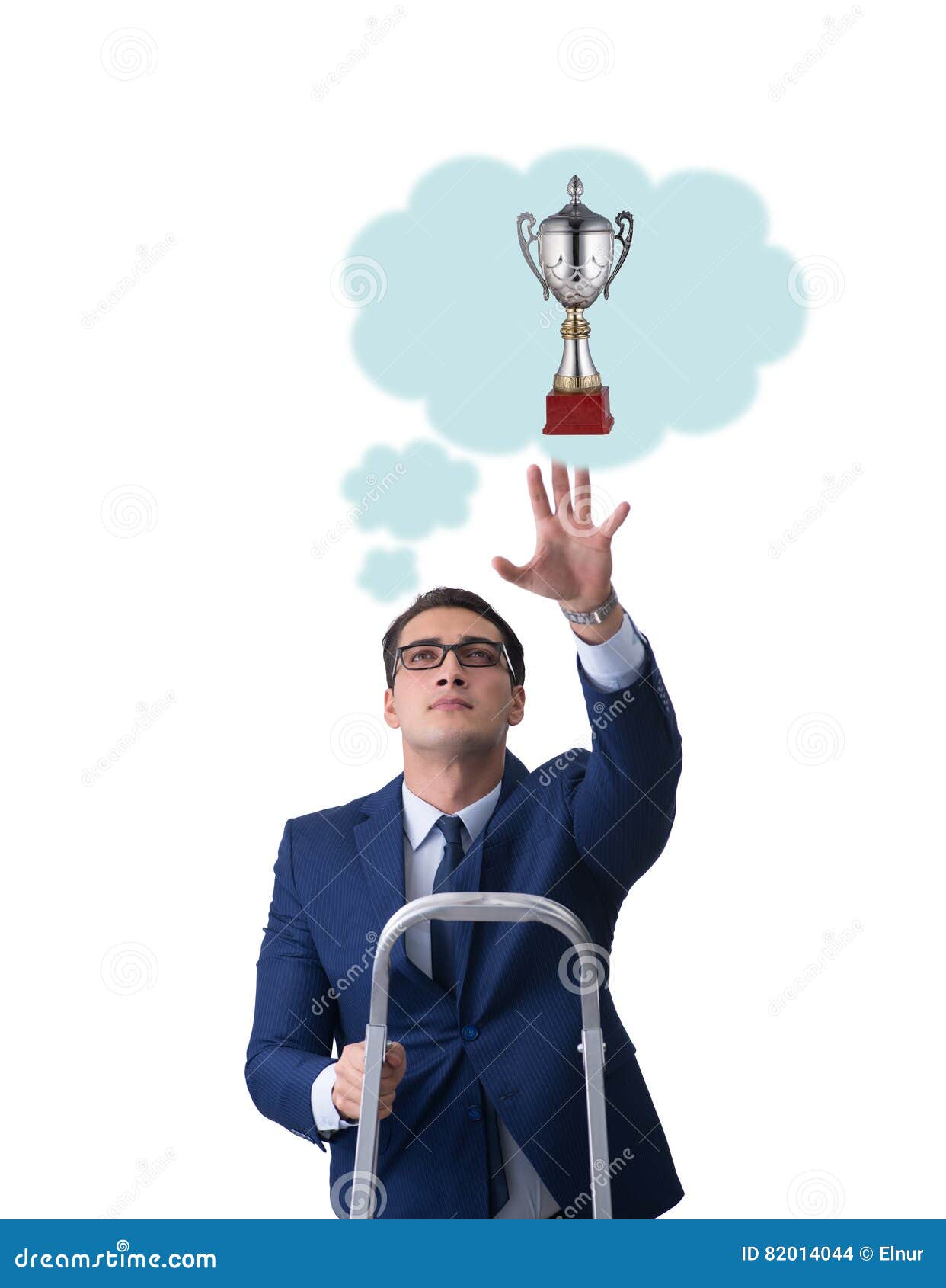 The Businessman Reaching Out for Prize Cup Stock Photo - Image of ...