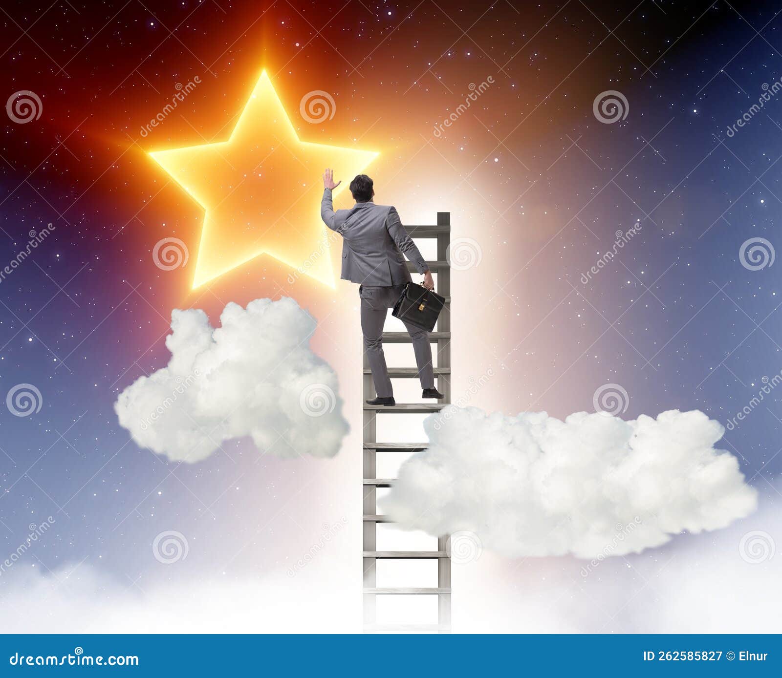 Businessman Reaching Out for Stars Stock Image - Image of climbing ...