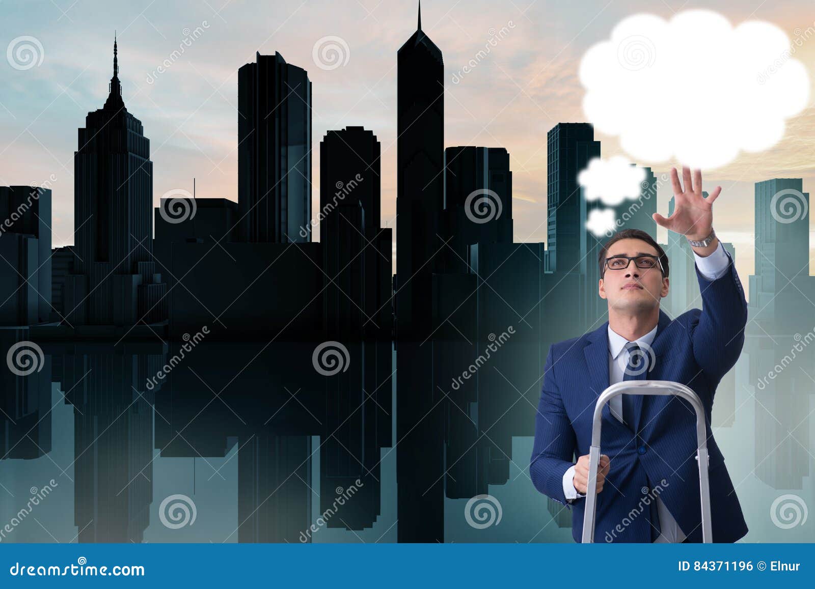The Businessman Reaching Out To Callout Message Stock Photo - Image of ...