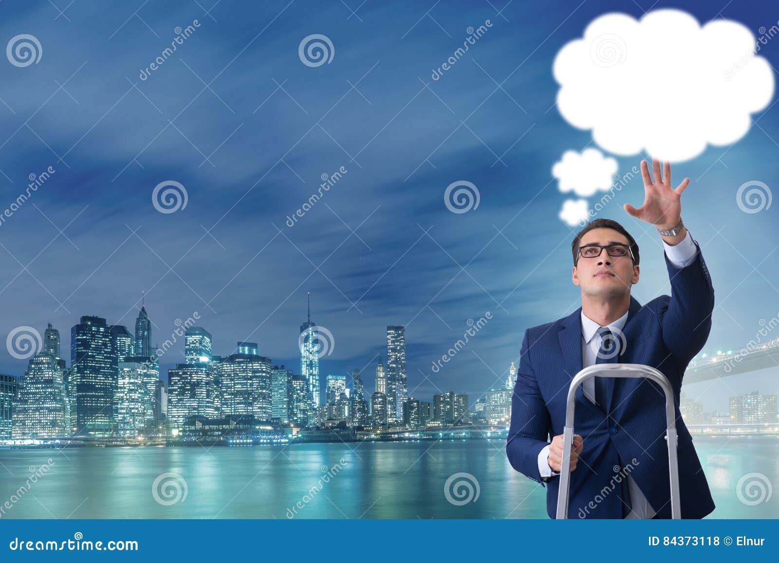 The Businessman Reaching Out To Callout Message Stock Photo - Image of ...