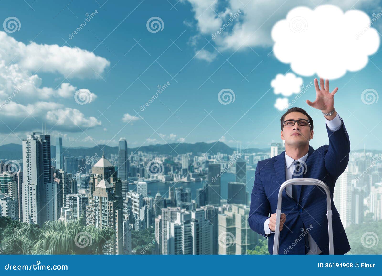 The Businessman Reaching Out To Callout Message Stock Photo - Image of ...