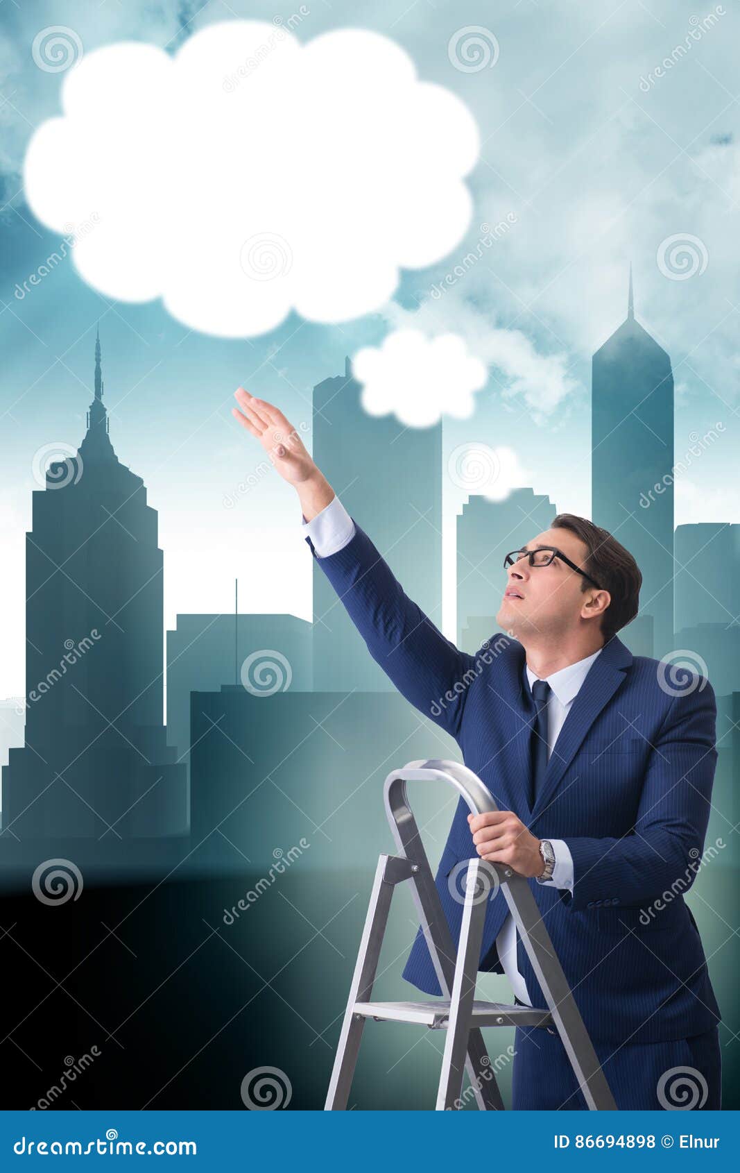The Businessman Reaching Out To Callout Message Stock Photo - Image of ...