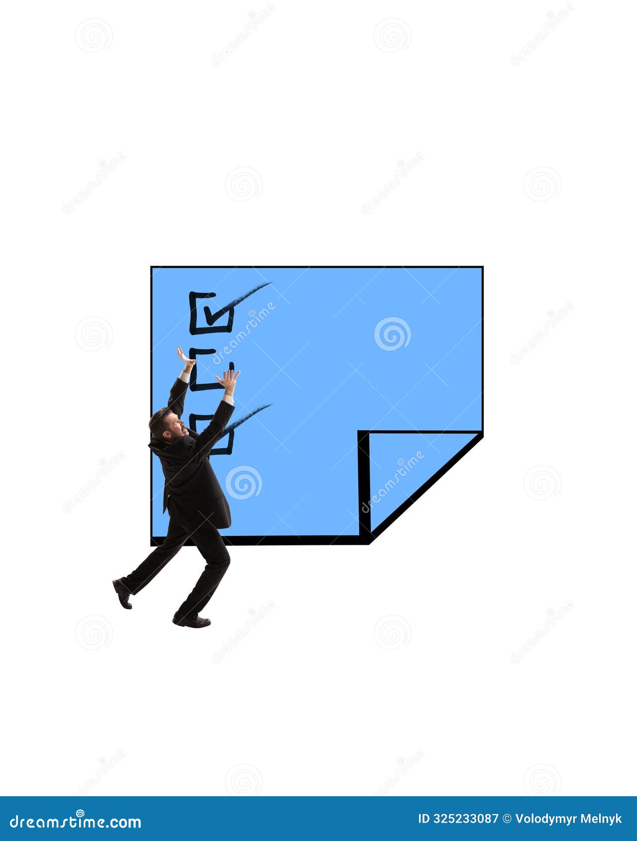 Businessman Reaching Towards Checklist on Blue Sticky Note. Task ...