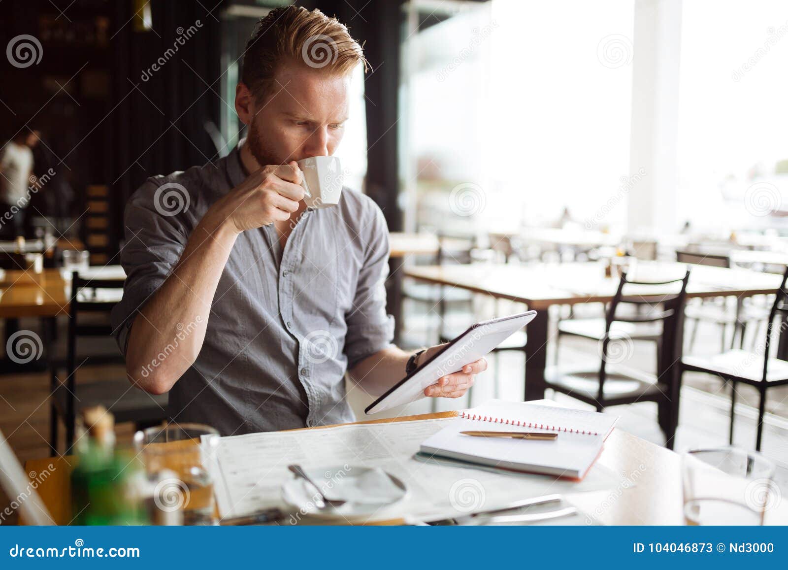 Businessman Reading on Break Stock Image - Image of manager, business ...