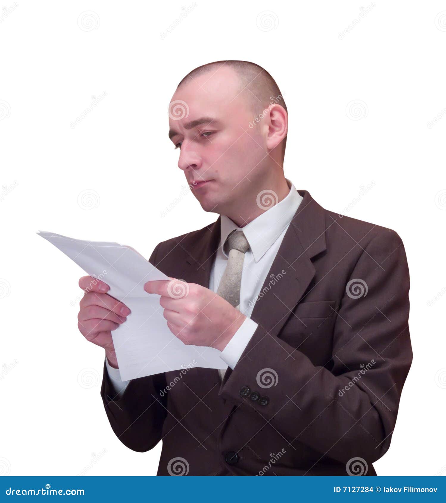 Businessman Reading Document Stock Photo - Image of adult, formal: 7127284