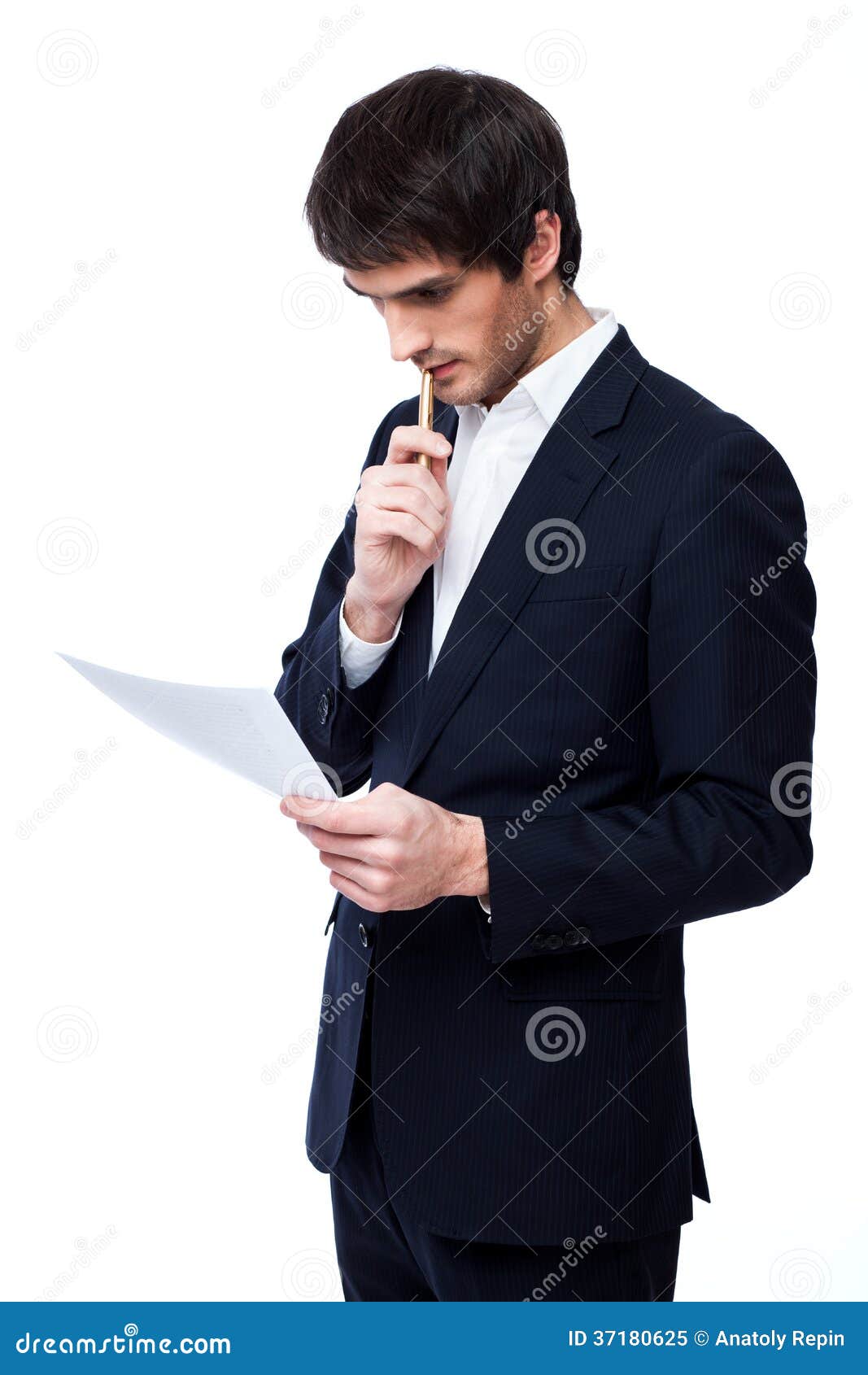 Businessman Reading Document Stock Image - Image of businessmen ...