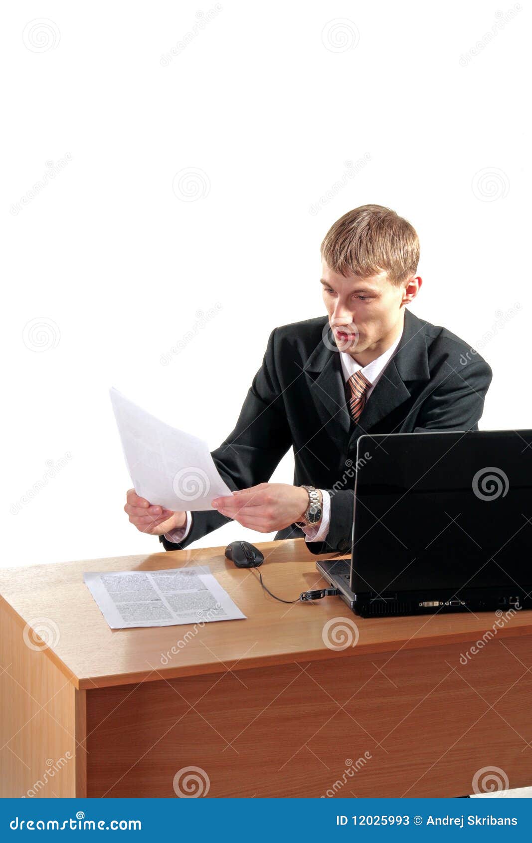 Businessman Reading Documents Stock Image - Image of emotional ...