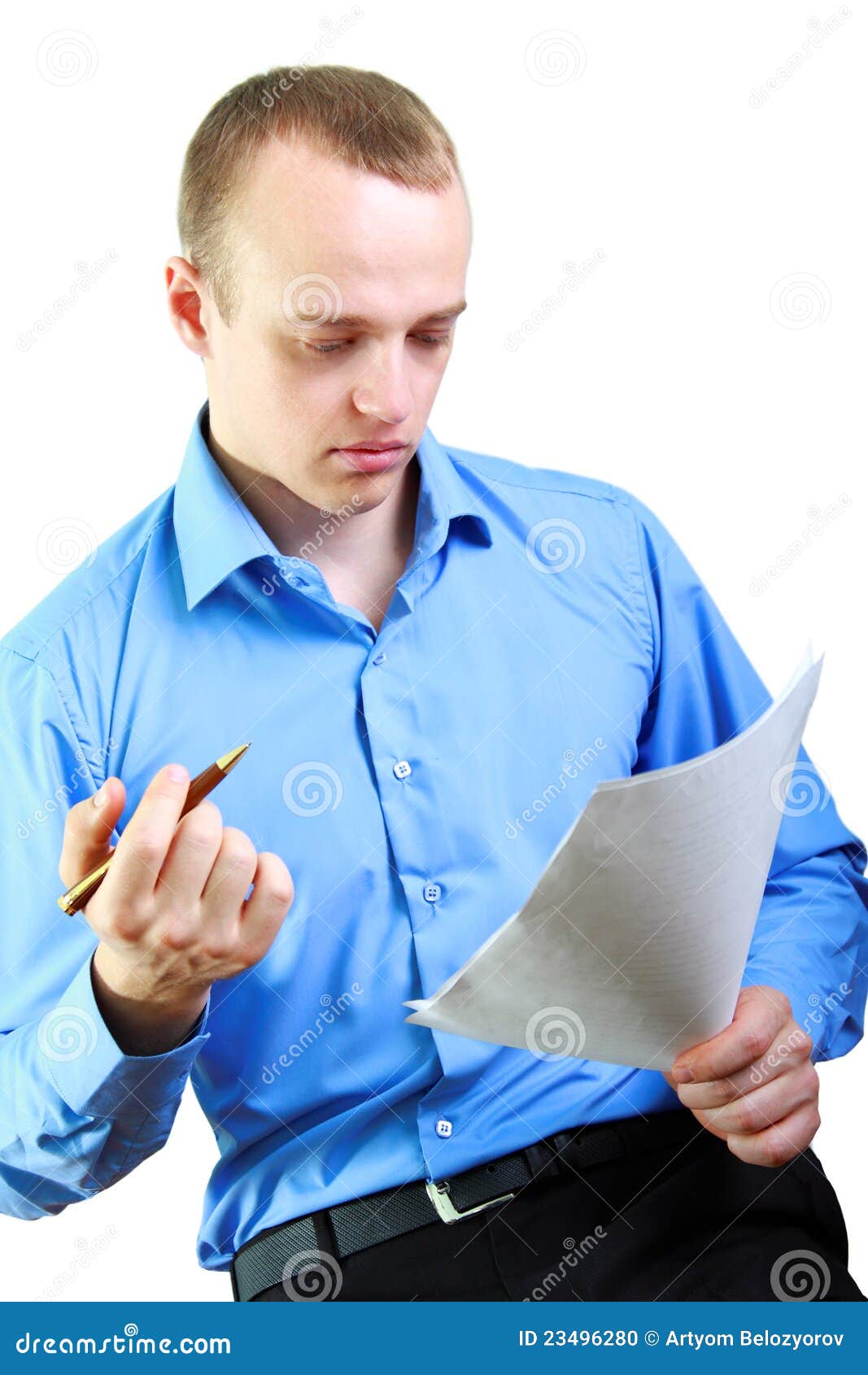 Businessman Reading Documents Stock Photo - Image of contract ...