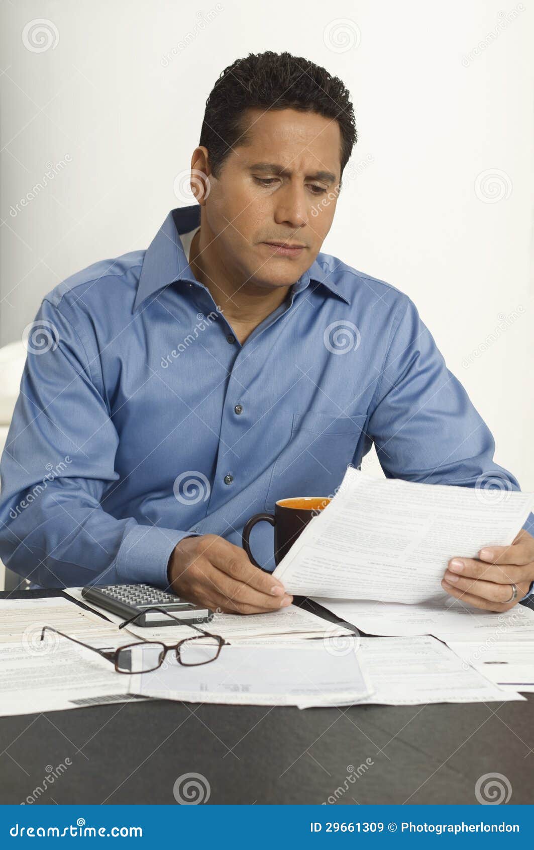 Businessman Reading Documents Stock Image - Image of corporate ...
