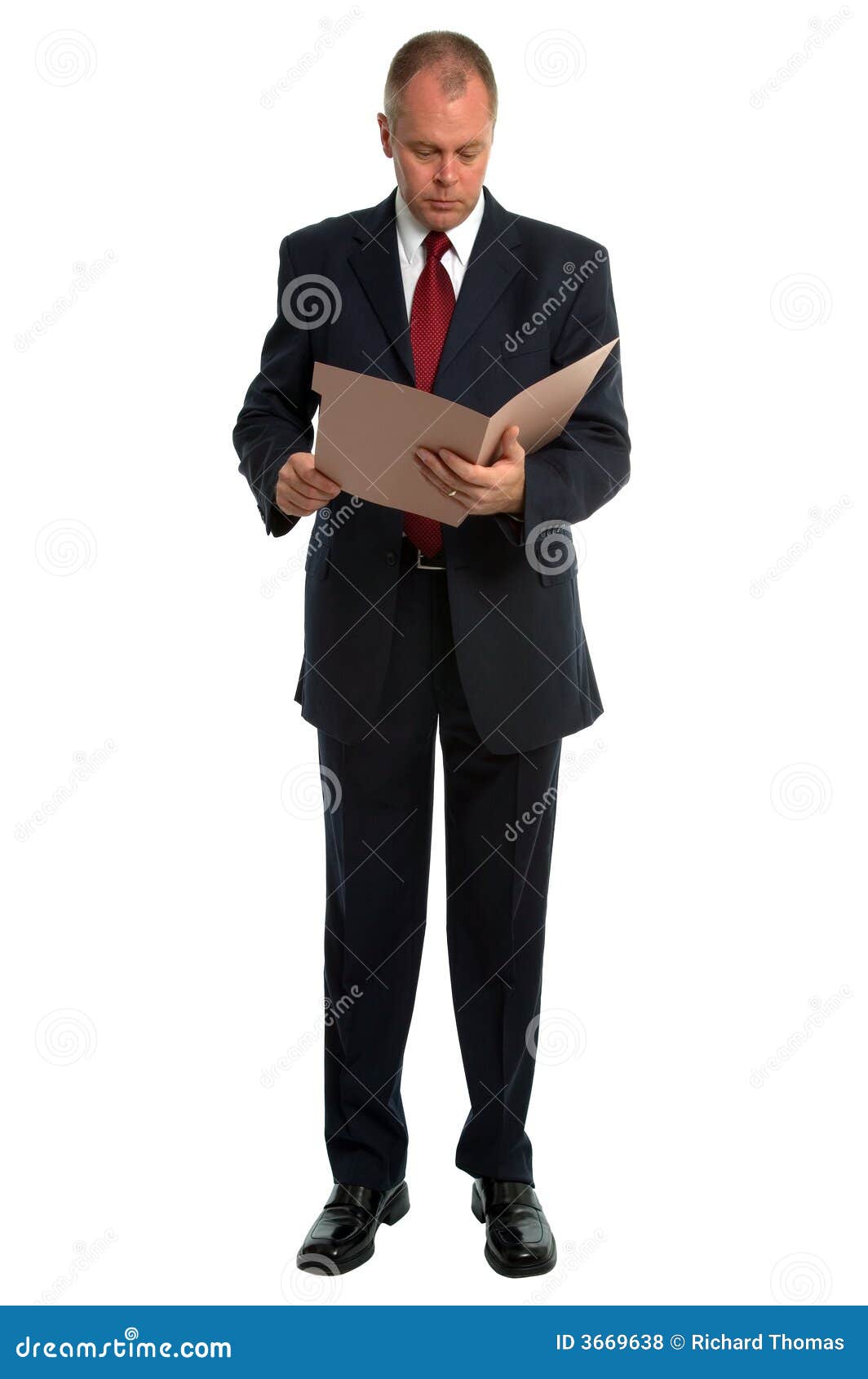 Businessman reading a file stock photo. Image of formal - 3669638