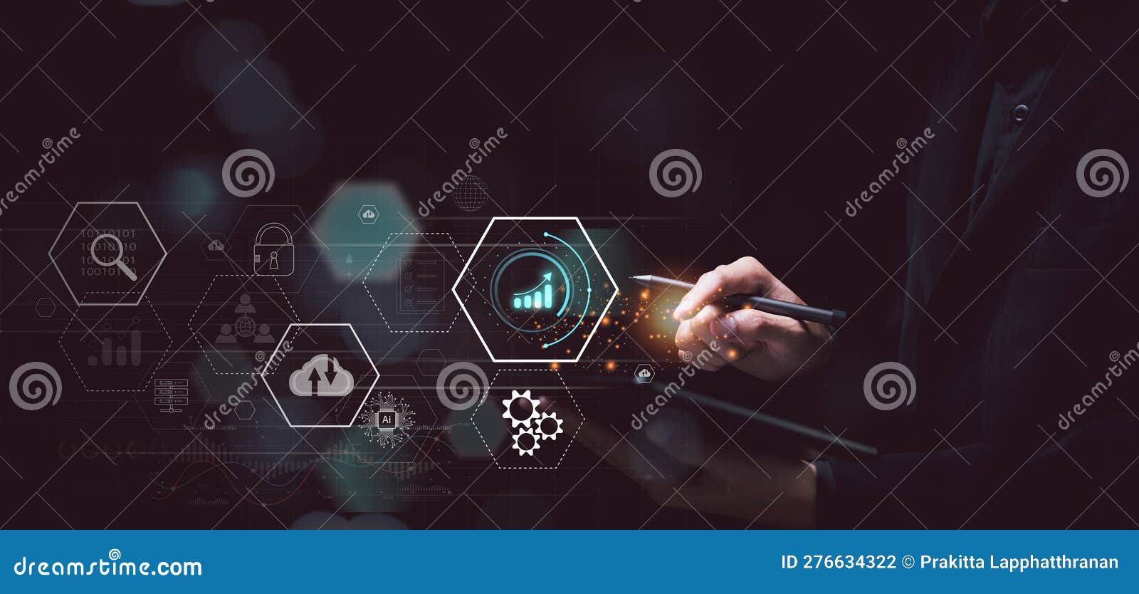 Businessman Reading Graph Report and Business Statistics Charts ...