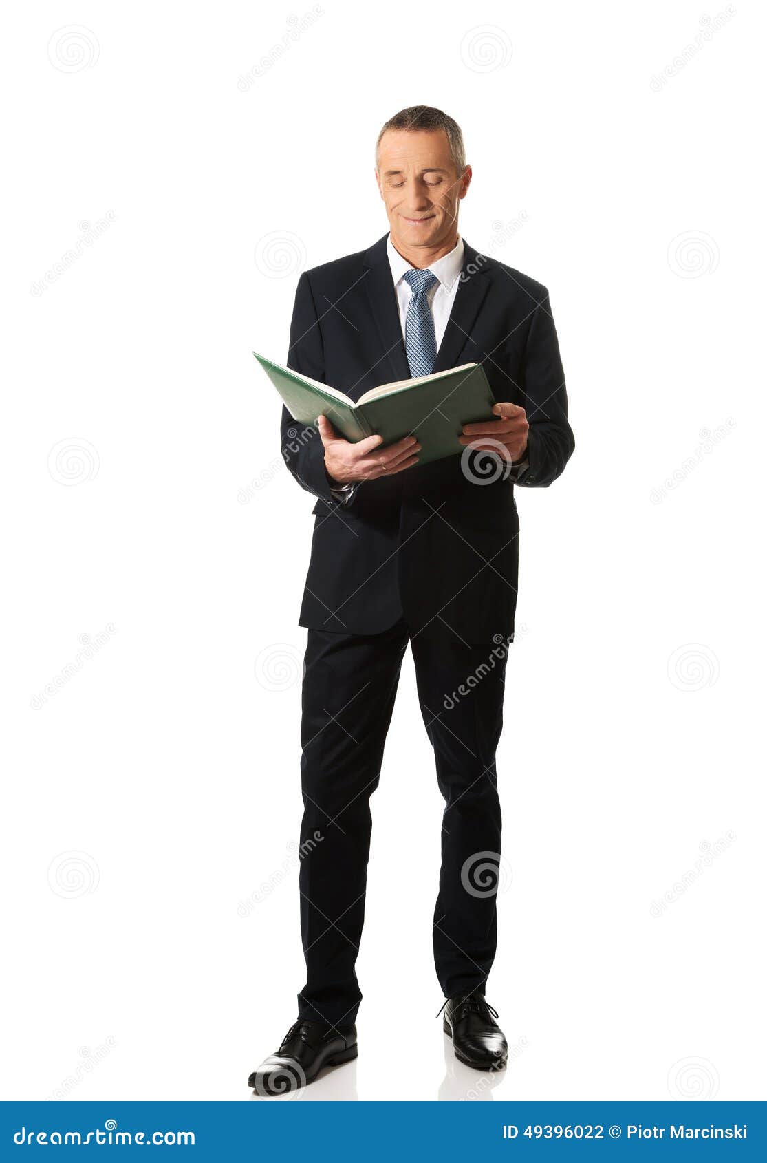 Businessman Reading His Note Book Stock Photo - Image of person, open ...