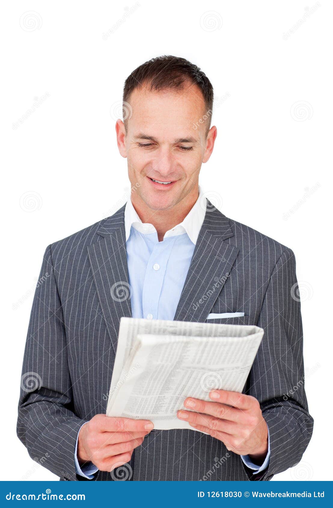 Businessman Reading Newspaper Stock Photo - Image of business, looking ...