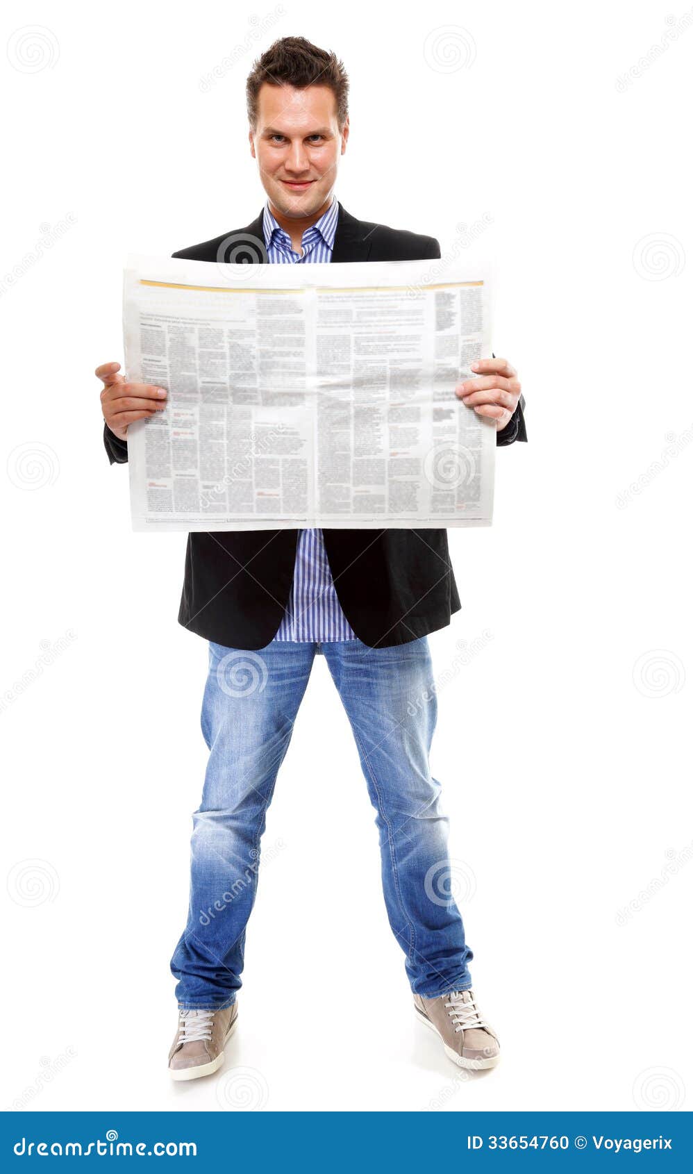 Businessman Reading a Newspaper Isolated Stock Photo - Image of young ...