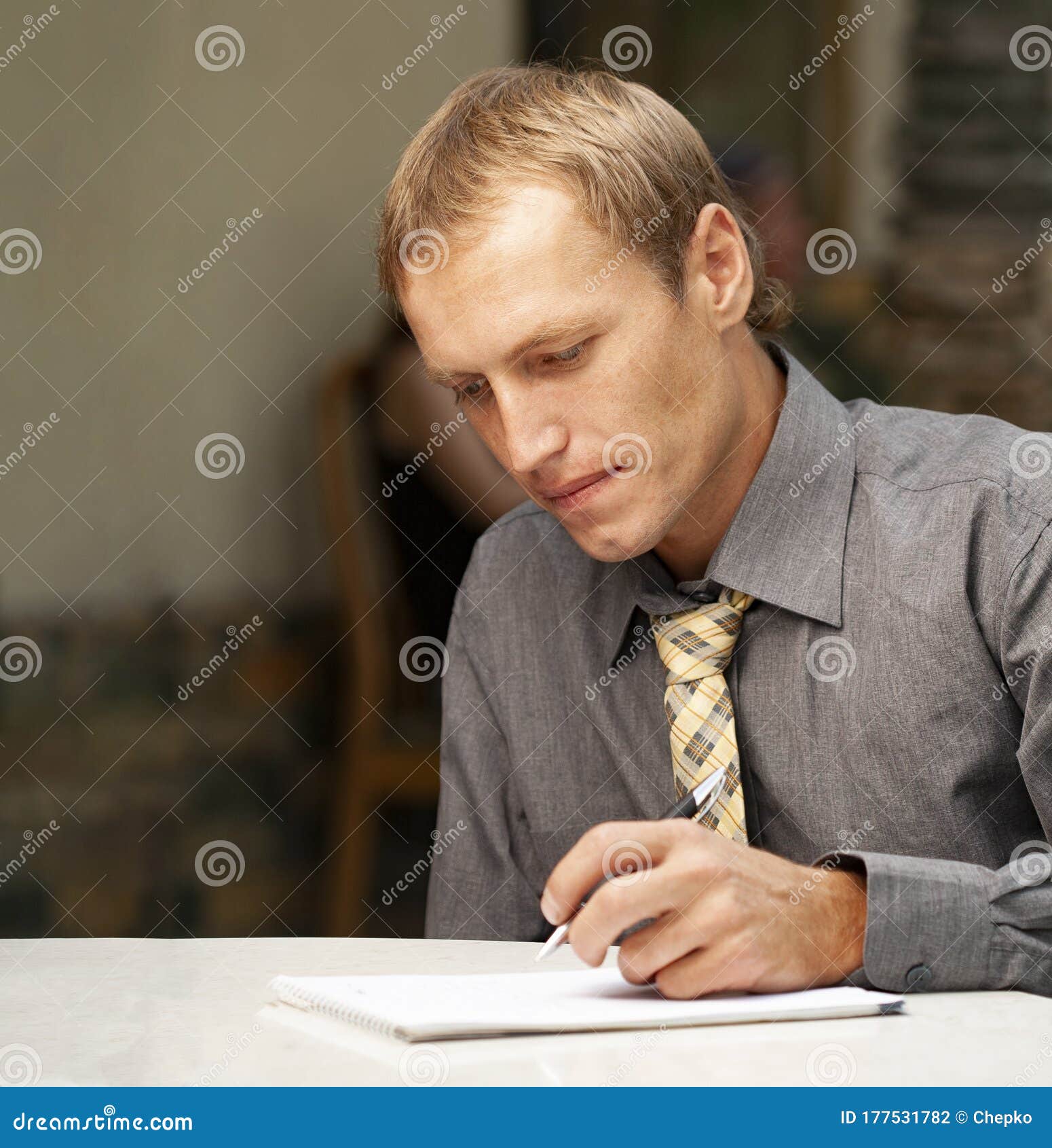 Businessman Reading the Newspaper on Table Stock Photo - Image of city ...