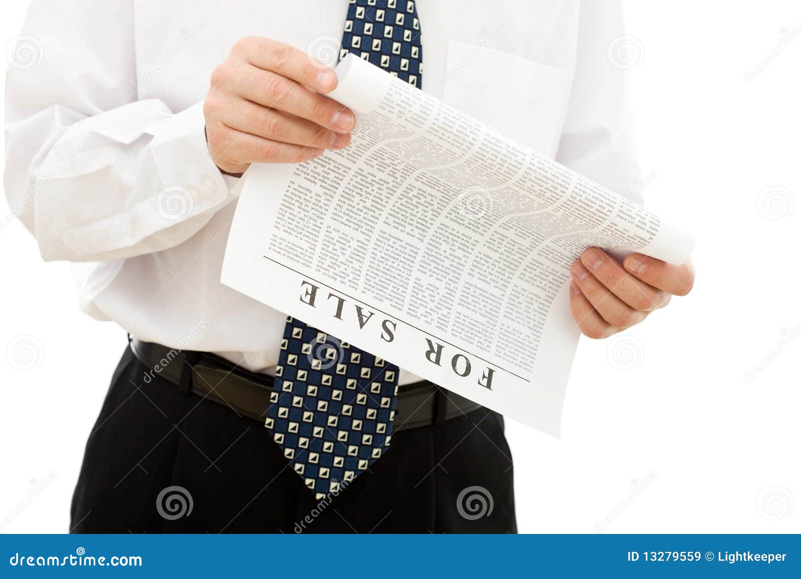 Businessman Reading Paper with Sales Ads Stock Image - Image of people ...