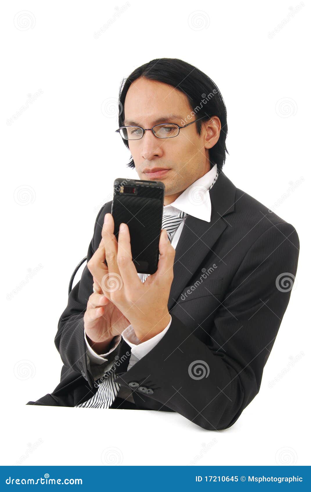 Businessman Reading a Text Message Stock Image - Image of text, cell ...