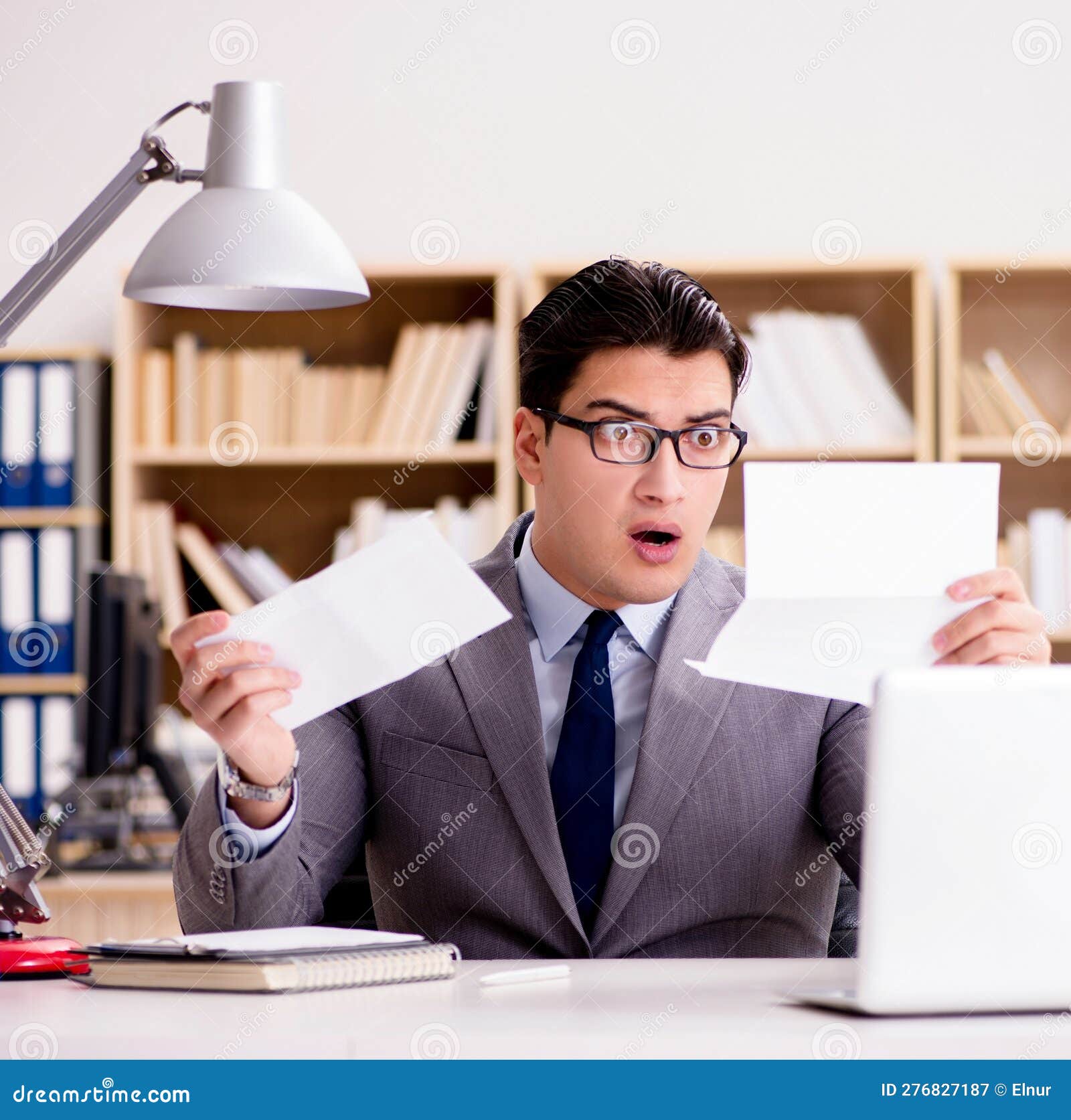 Businessman Receiving Letter Envelope in Office Stock Image - Image of ...