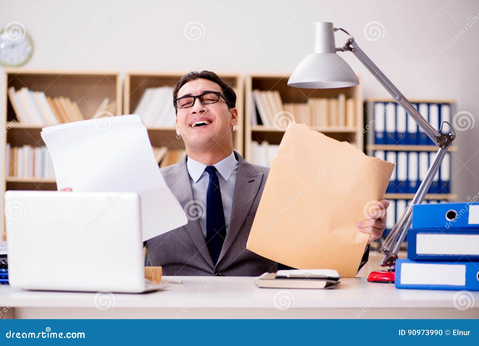 The Businessman Receiving Letter Envelope in Office Stock Photo - Image ...