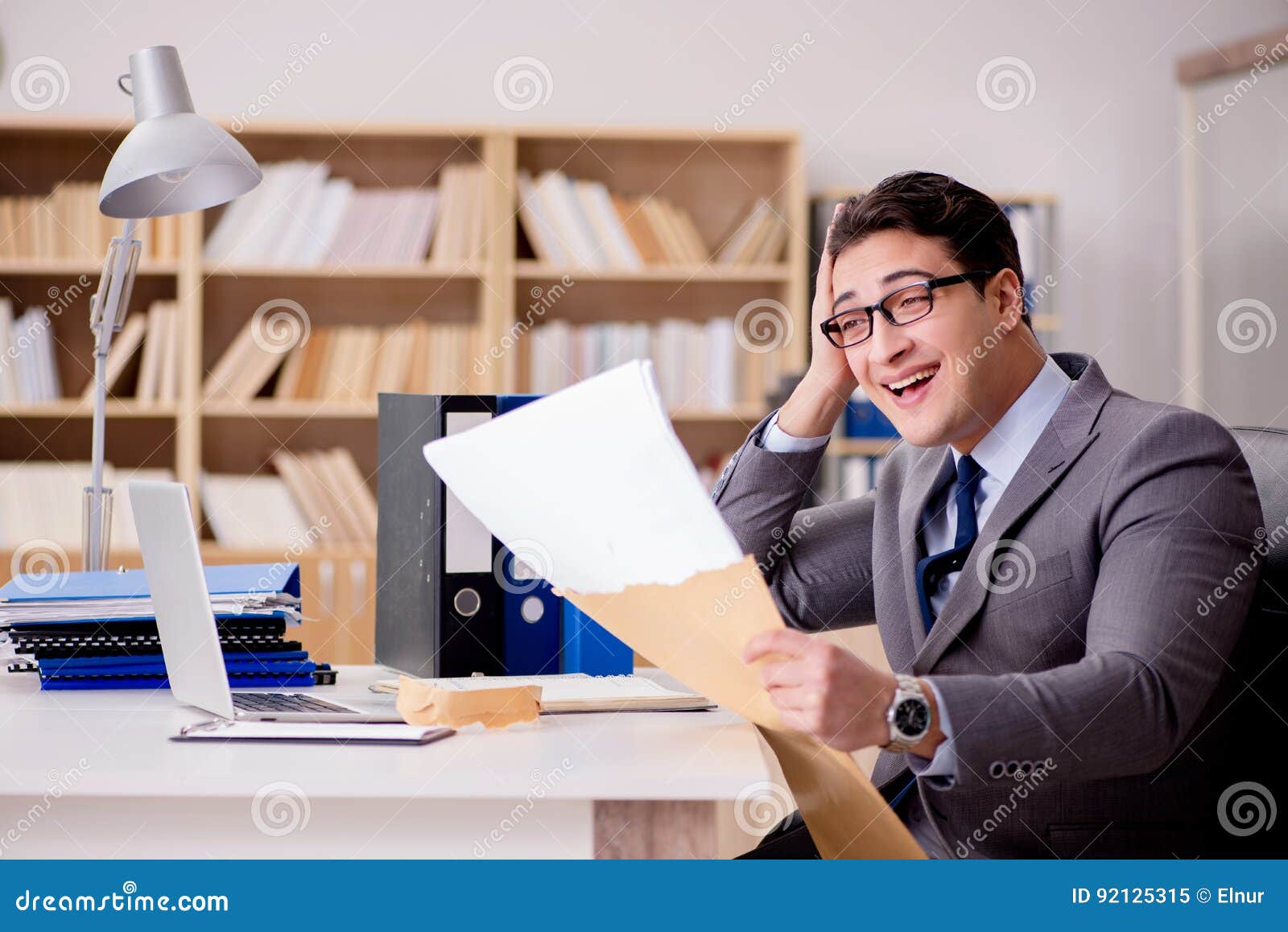 The Businessman Receiving Letter Envelope in Office Stock Image - Image ...