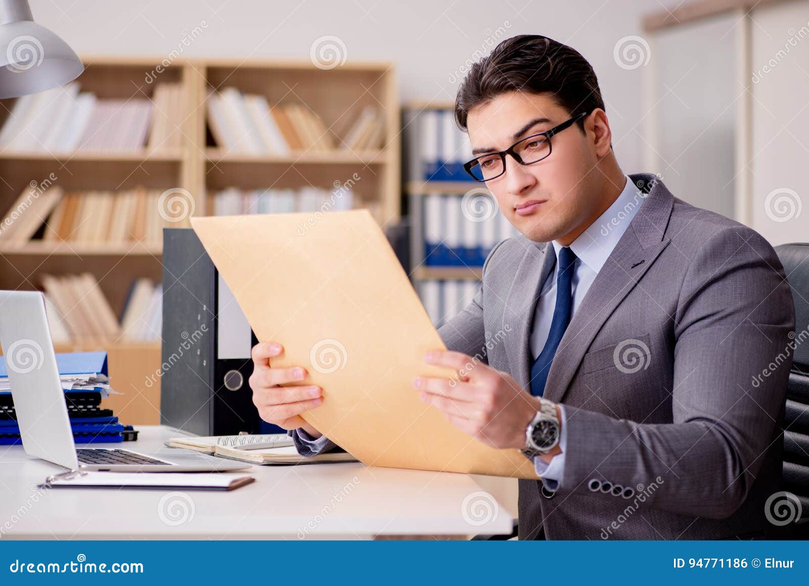 The Businessman Receiving Letter Envelope in Office Stock Photo - Image ...