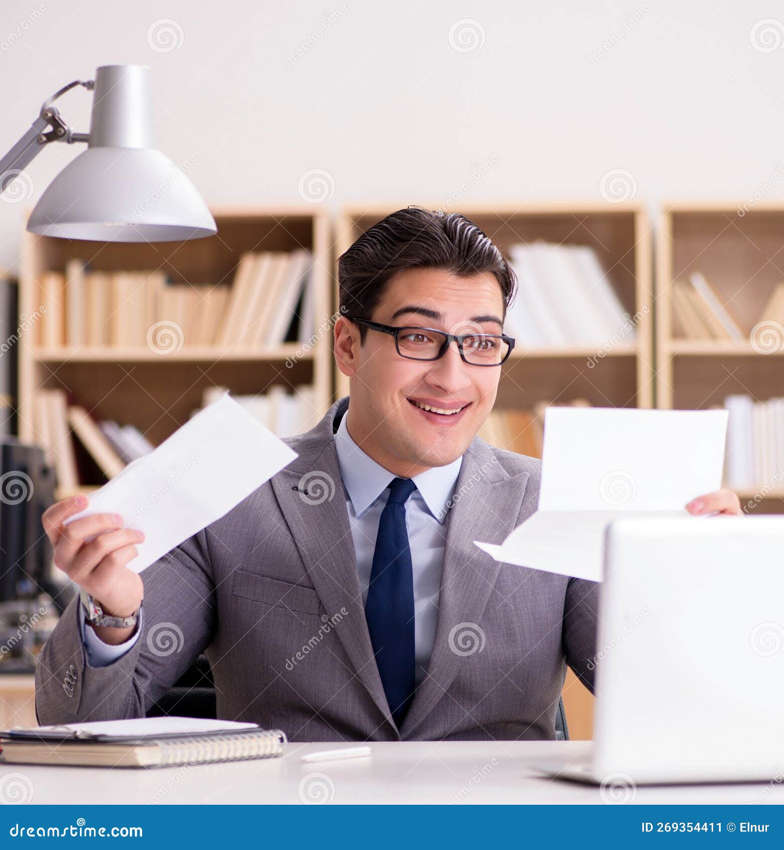 Businessman Receiving Letter in the Office Stock Image - Image of ...