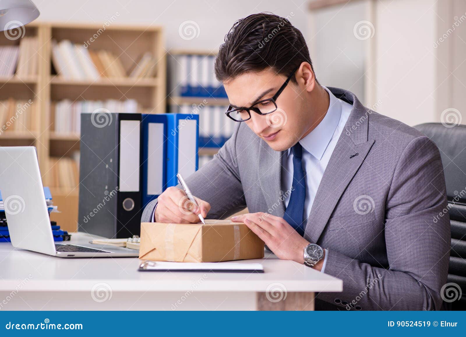 The Businessman Receiving Parcel in the Office Stock Image - Image of ...