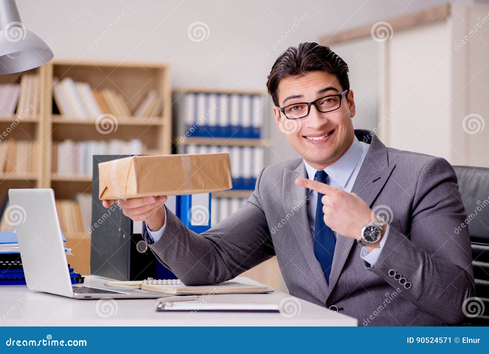 The Businessman Receiving Parcel in Office Stock Image - Image of ...