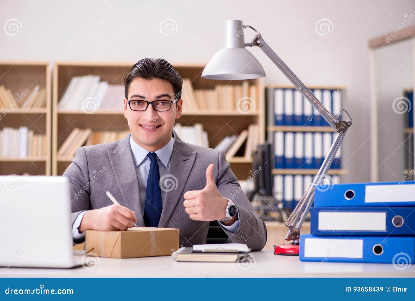 The Businessman Receiving Parcel in the Office Stock Image - Image of ...