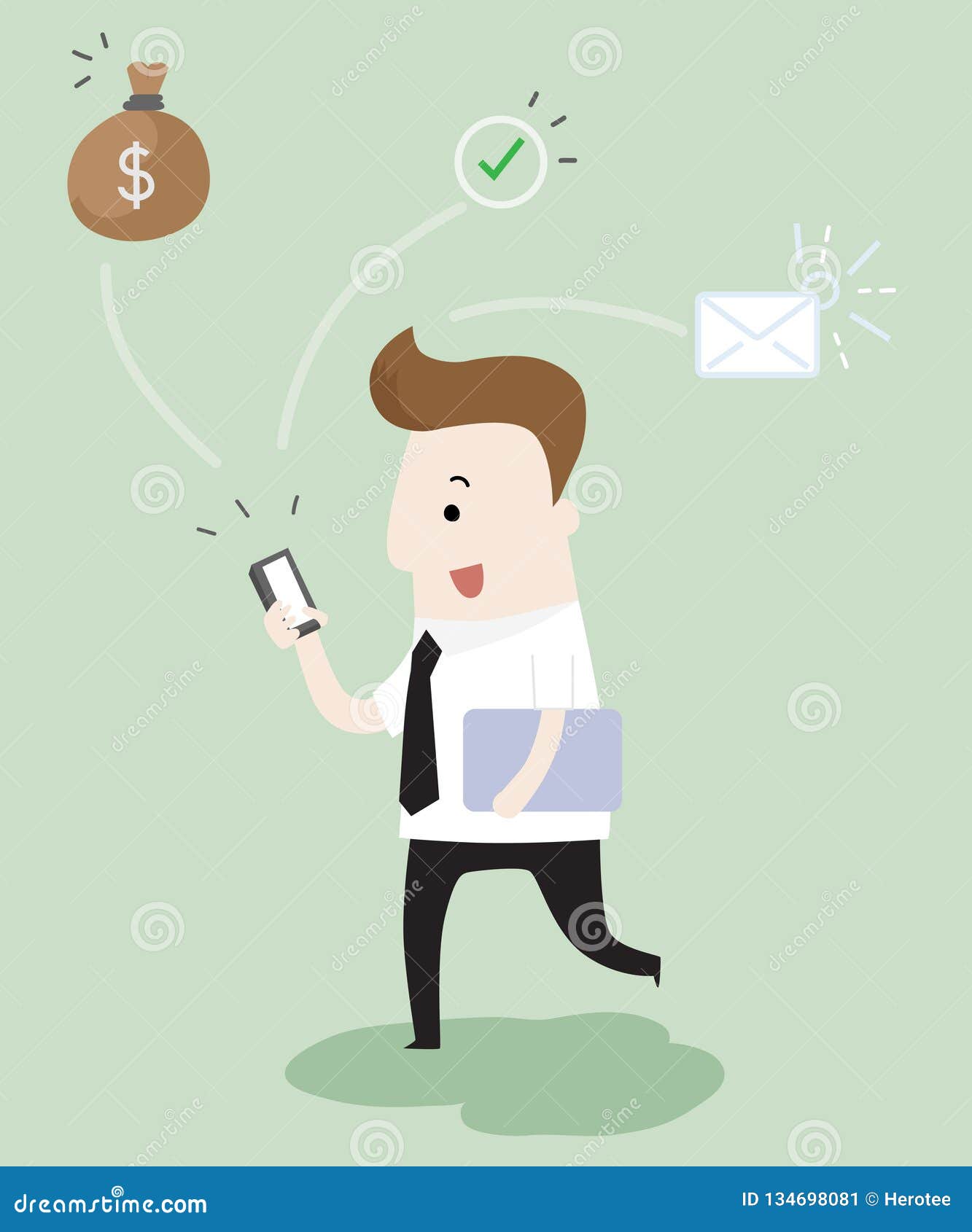 Businessman Recieve Messages Stock Vector - Illustration of background ...