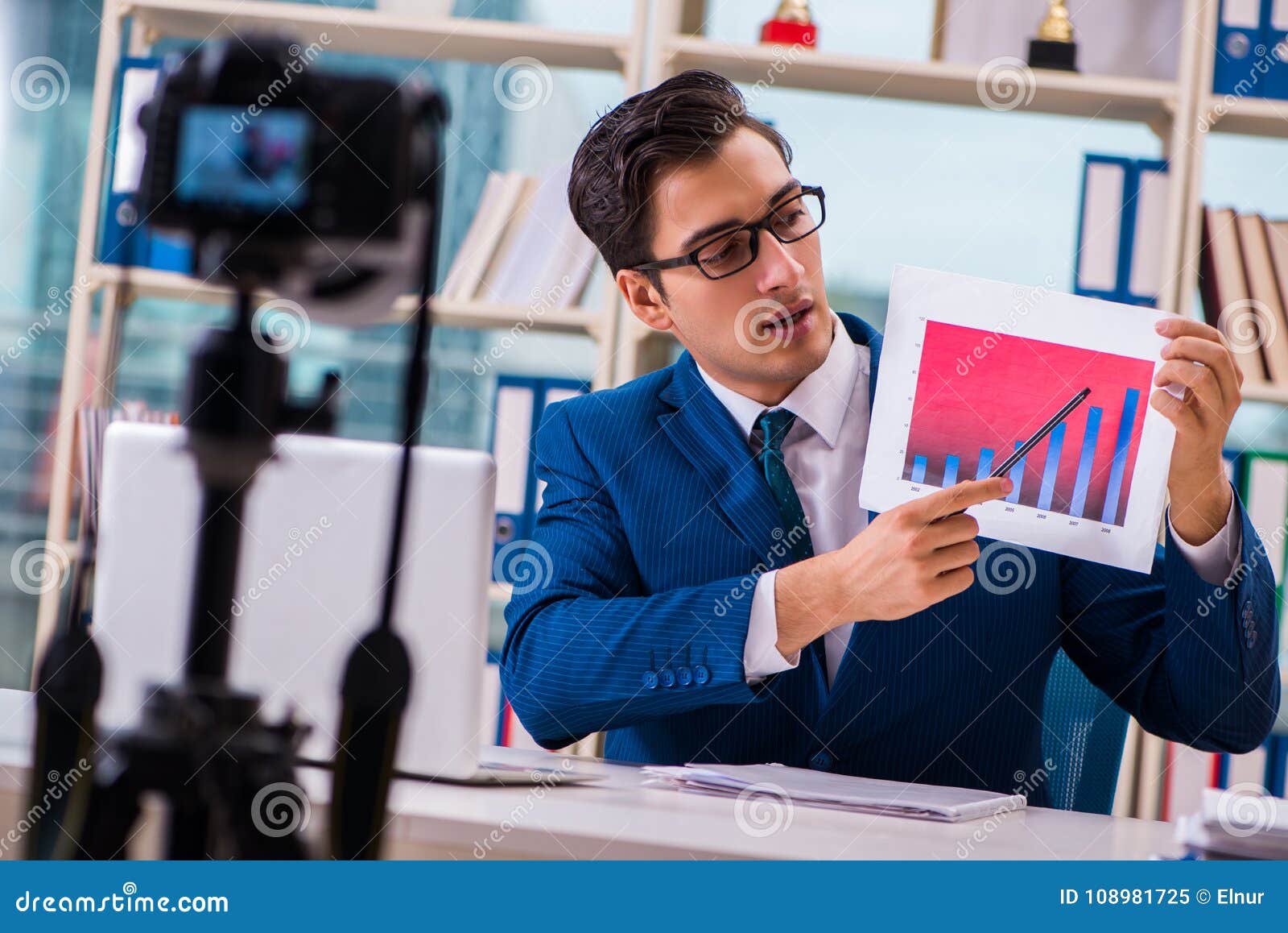 The Businessman Recording a Video for Vlog Stock Image - Image of ...