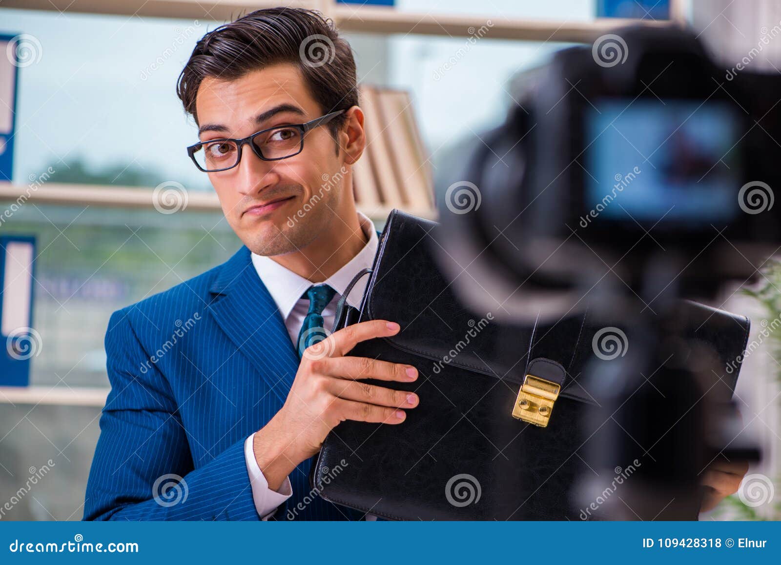 The Businessman Recording a Video for Vlog Stock Photo - Image of happy ...