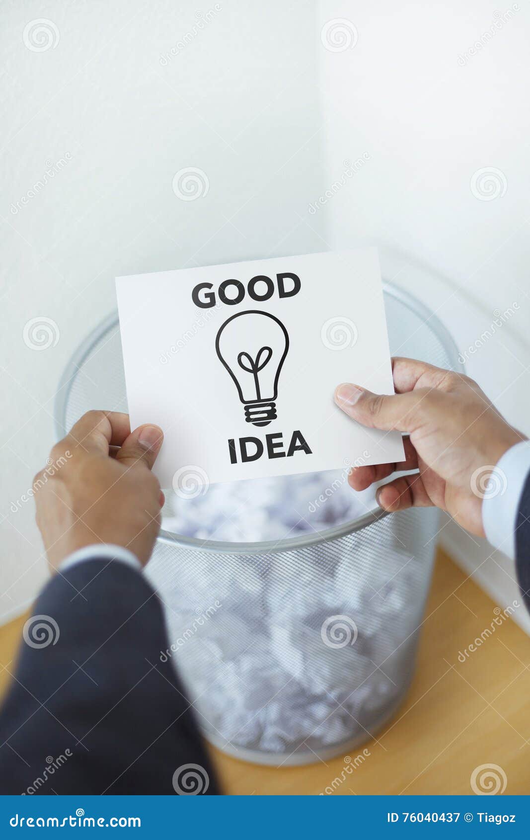Businessman Recovers Lost Good Idea. Concept with Copy Space Stock ...