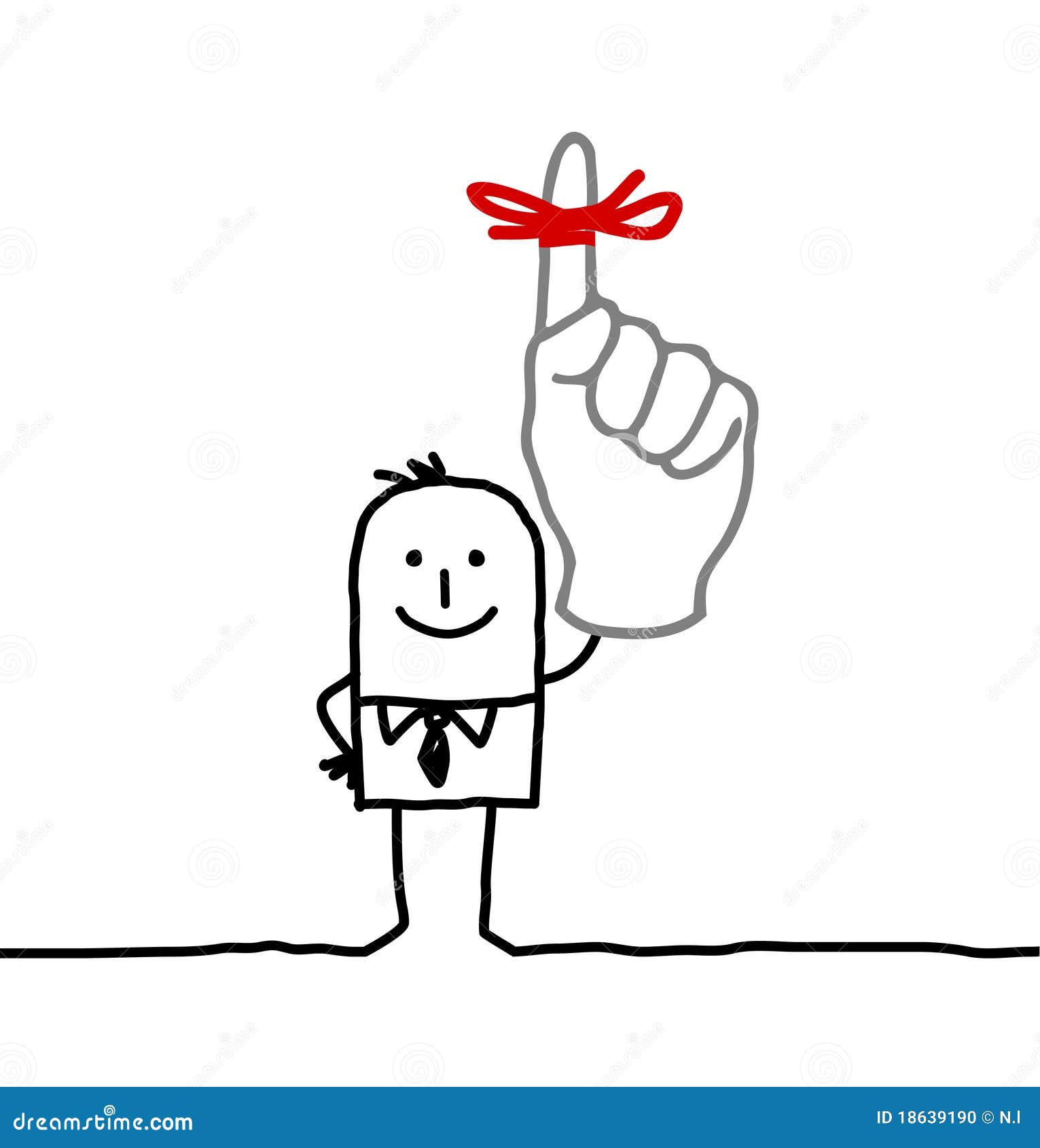 Businessman & Red Ribbon on Finger Stock Vector - Illustration of index ...