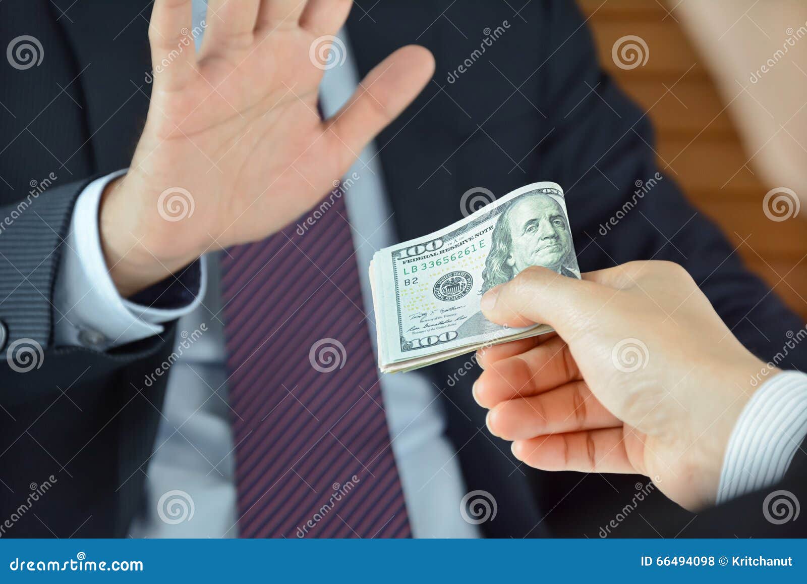 Businessman Refusing Money, Uncorrupted Concept Stock Photo - Image of ...