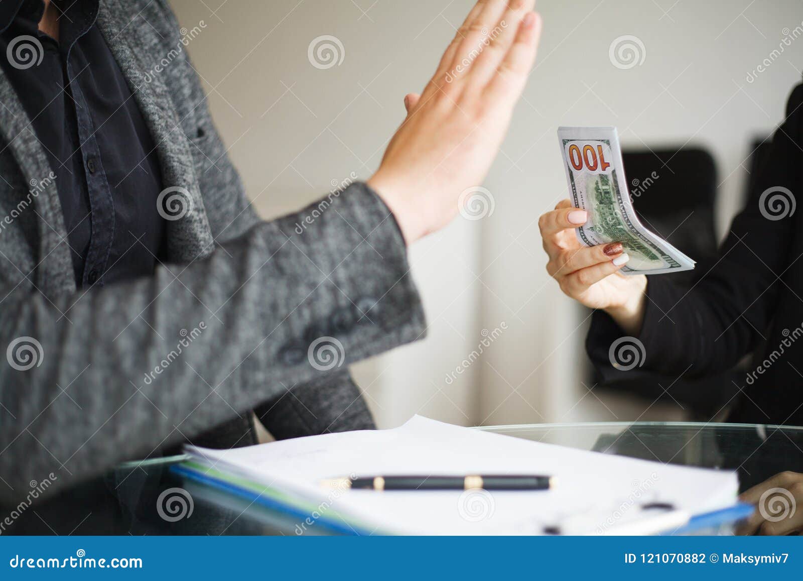Businessman Refusing or Rejecting Money in the Envelope - Anti B Stock ...