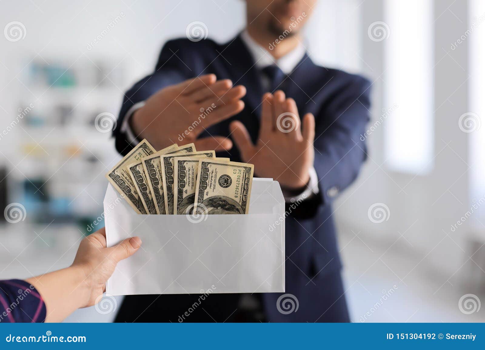 Businessman Refusing To Take Bribe. Corruption Concept Stock Photo ...