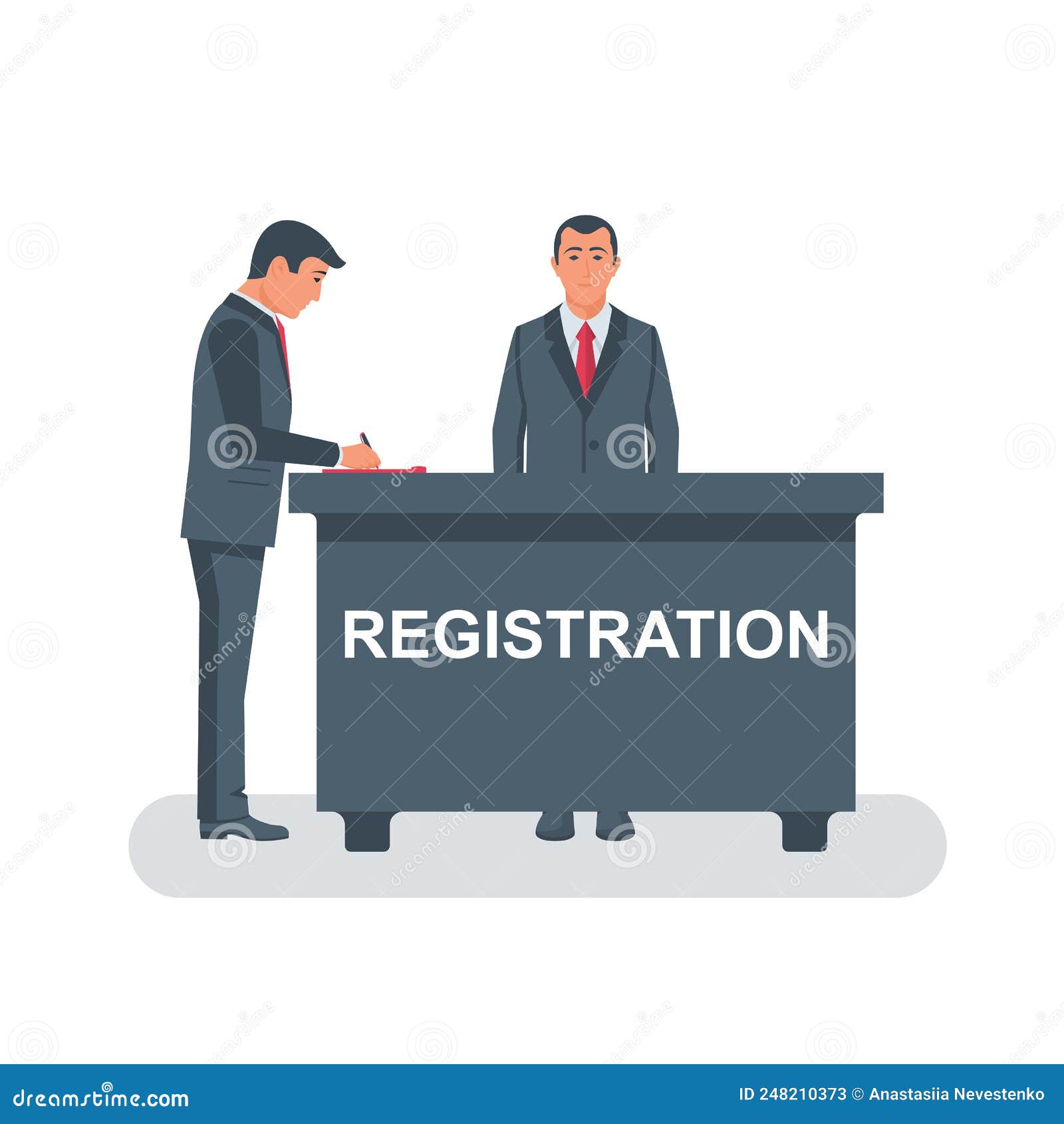 The Businessman is Registered. a Person Stands Behind a Persistent ...
