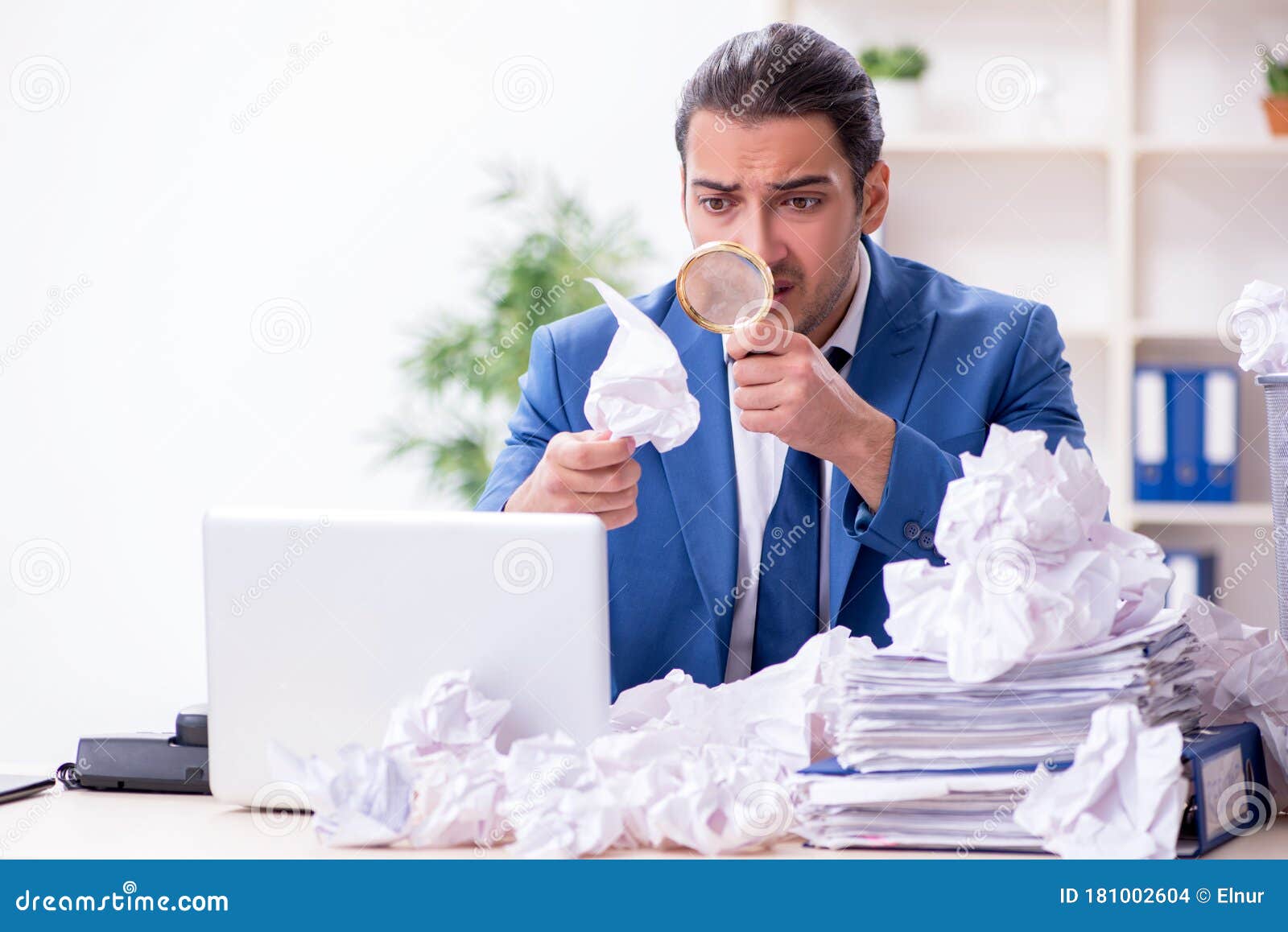 Businessman Rejecting New Ideas with Lots of Papers Stock Photo - Image ...